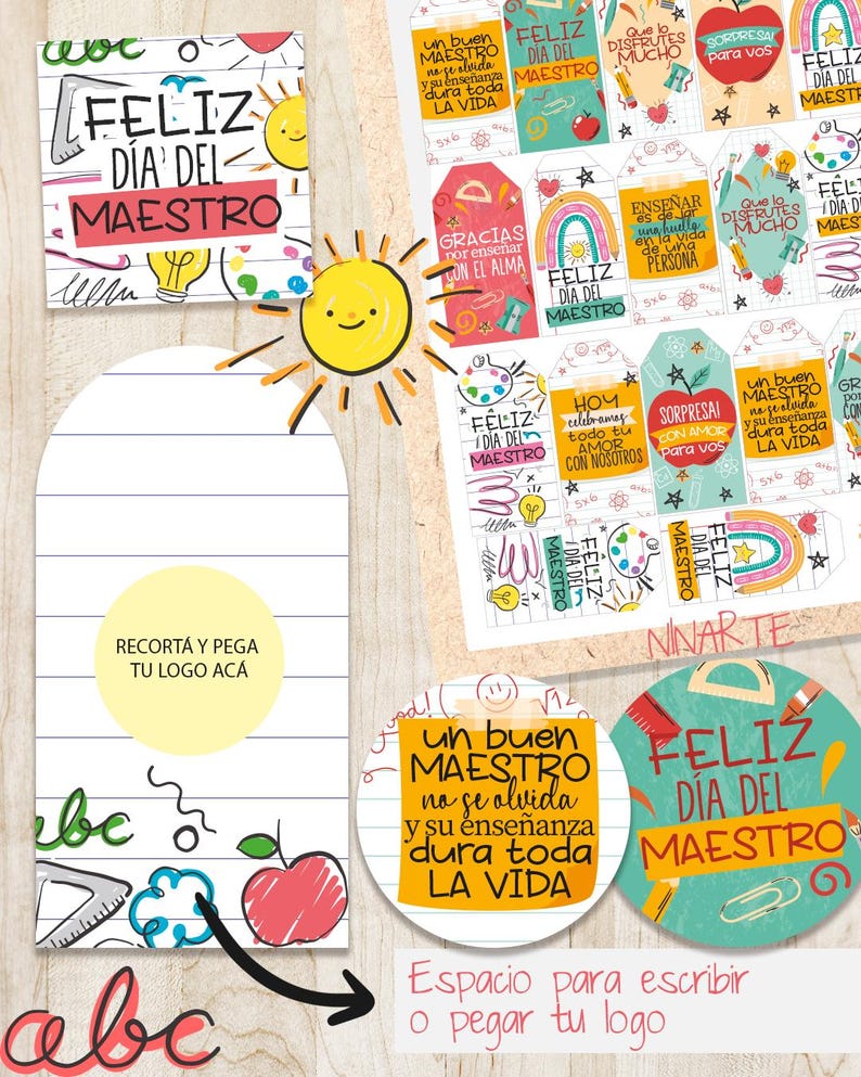 Etiquetas dia del maestro imprimible tags postales sticker tarjetas ...