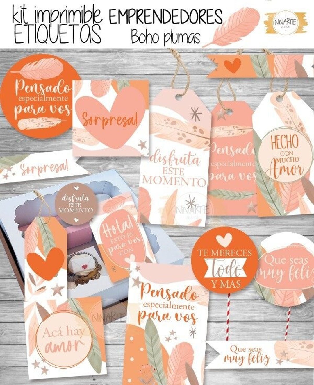 Printable Kit of Boho Feather Entrepreneur Labels - Etsy