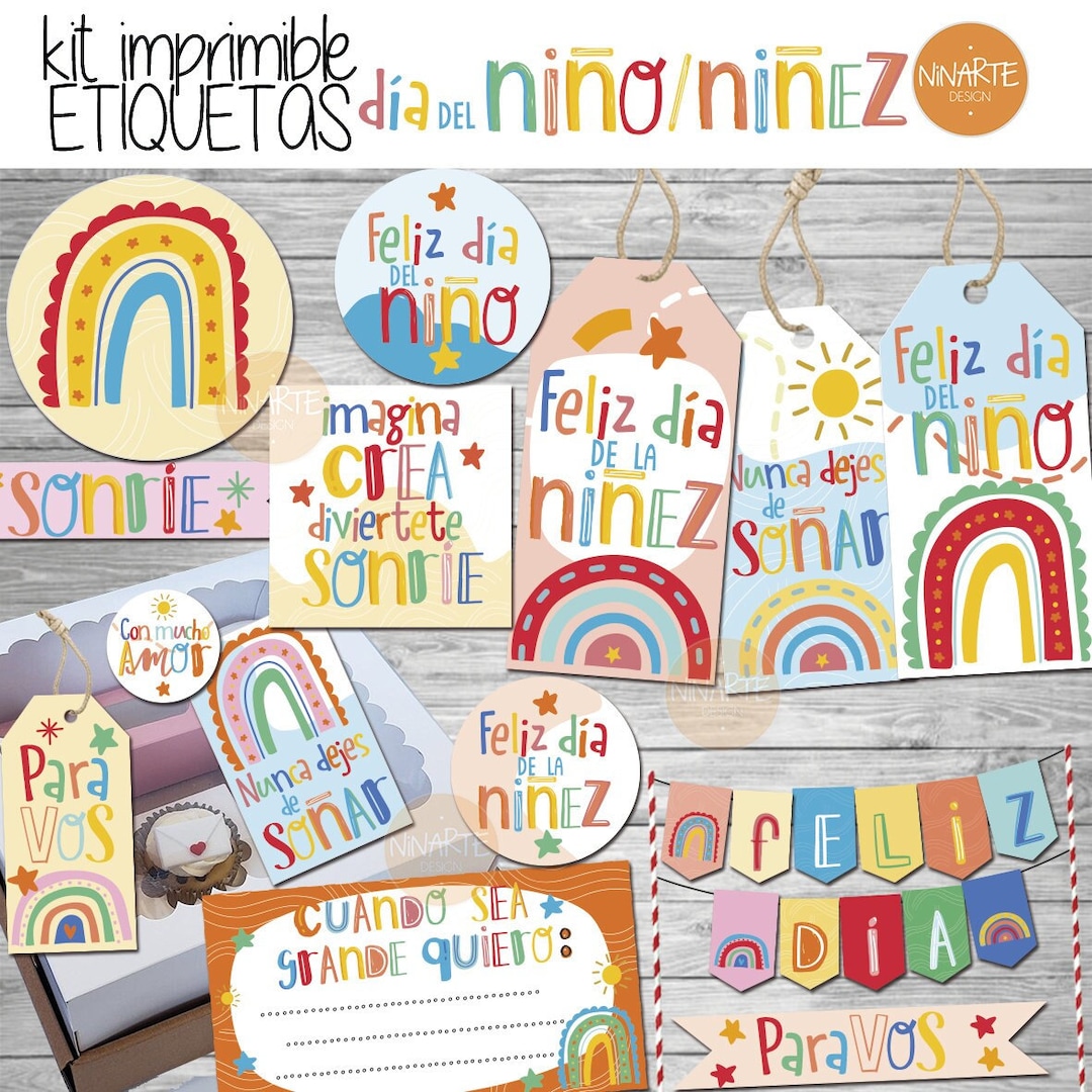 Printable Kit for Children's Day Labels, Children's Day, Colorful ...