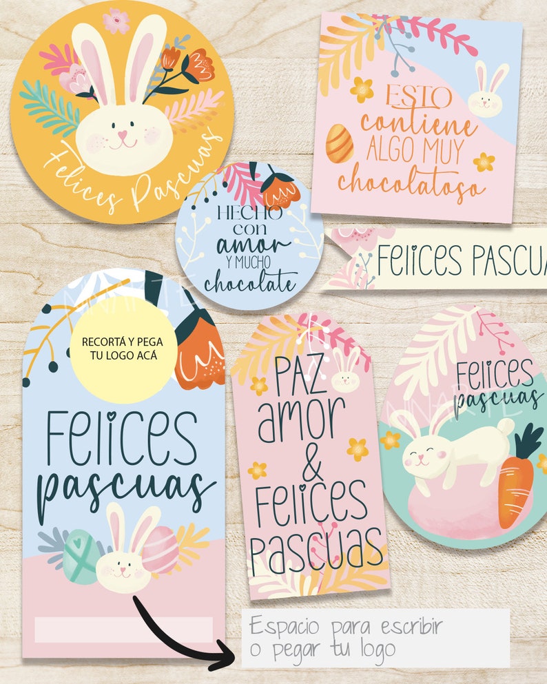 Printable Kit Happy Easter Rabbit Colorful Labels - Etsy