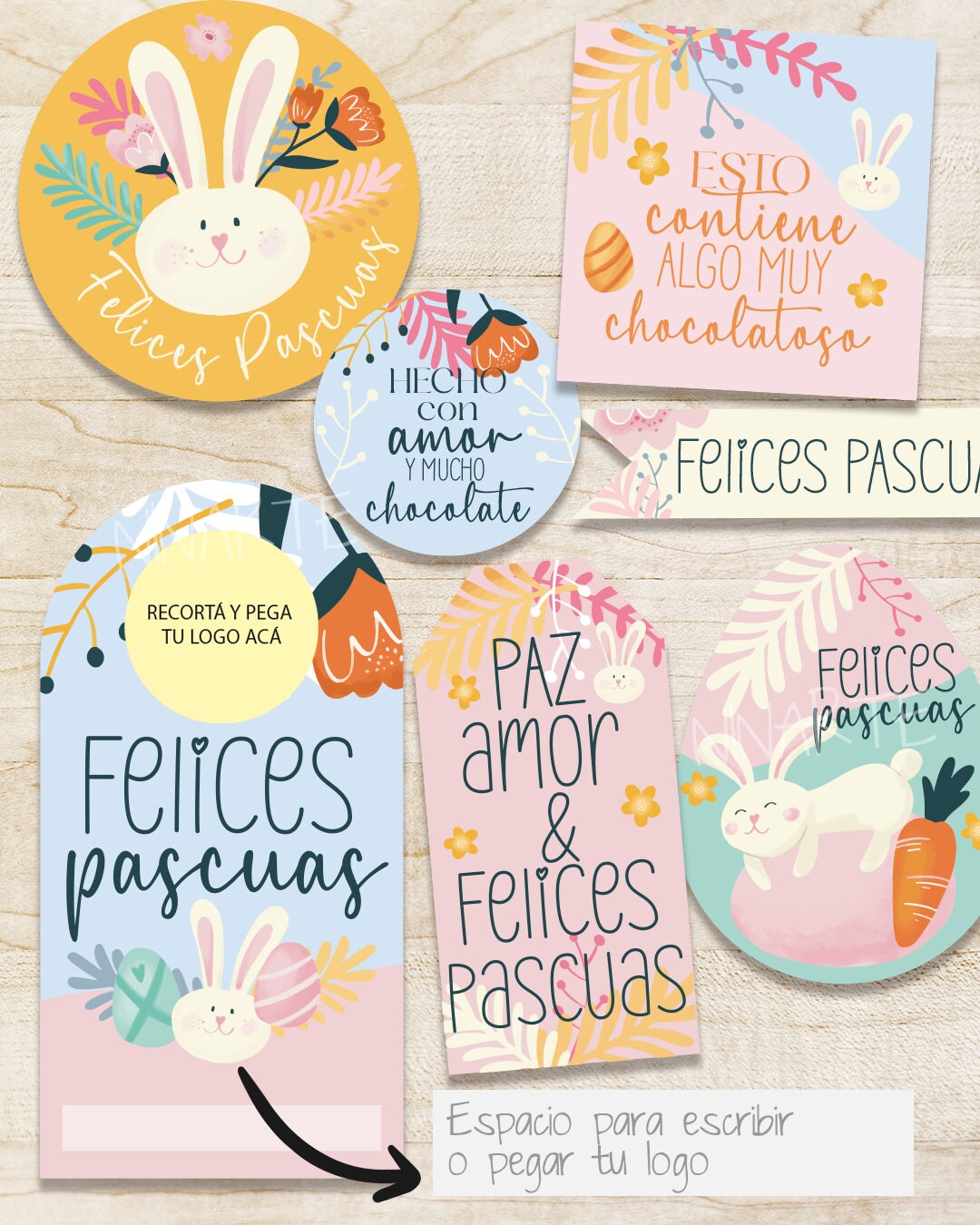 Printable Kit Happy Easter Rabbit Colorful Labels - Etsy