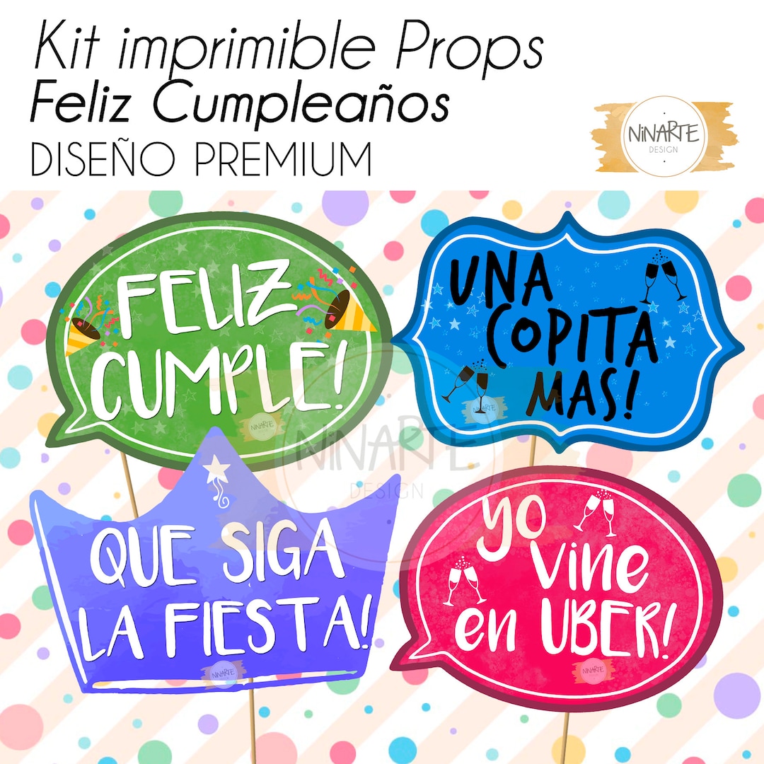 Props Photo Booth Happy Birthday PDF Photo Posters - Etsy Spain
