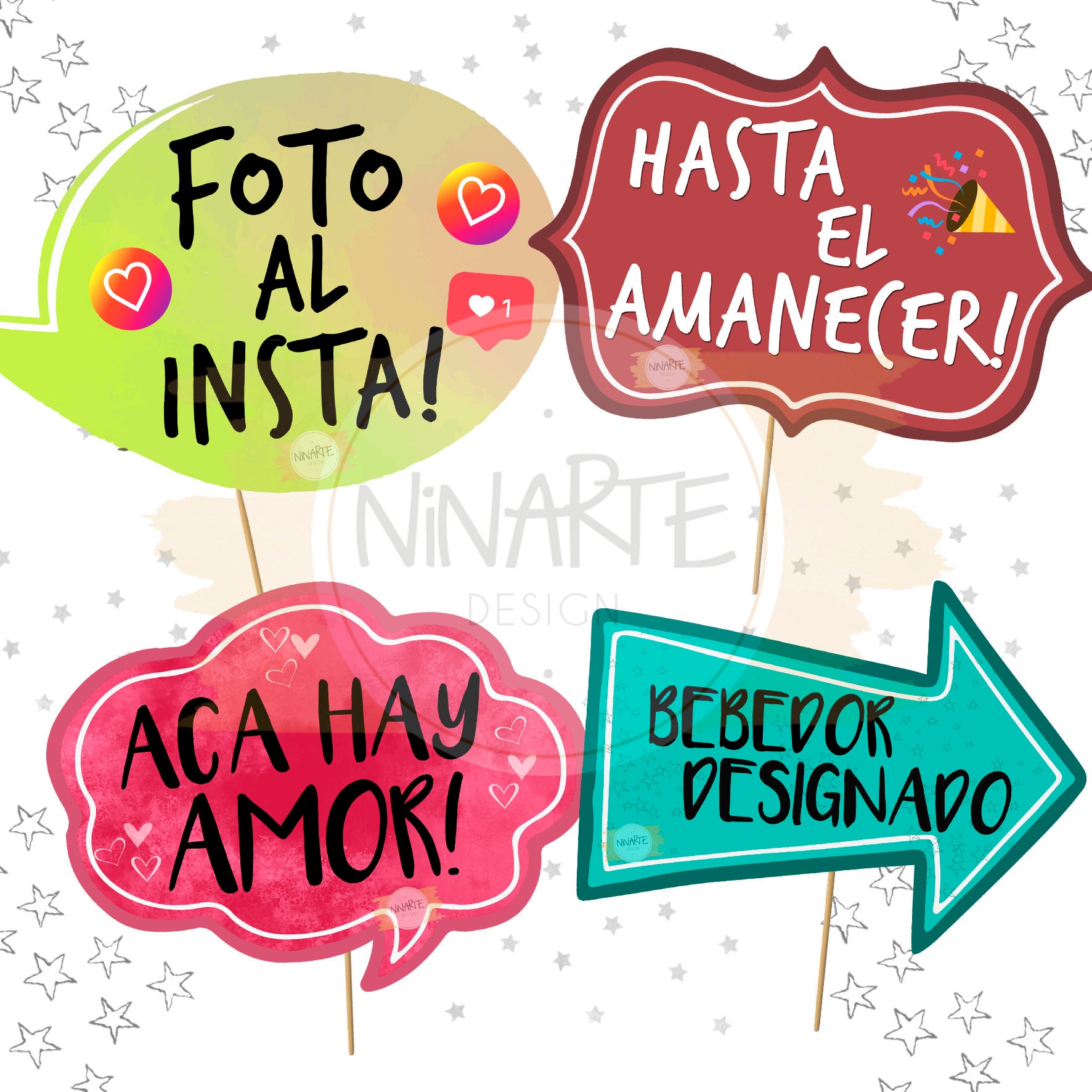 Props Photo Booth Happy Birthday PDF Photo Posters - Etsy Spain