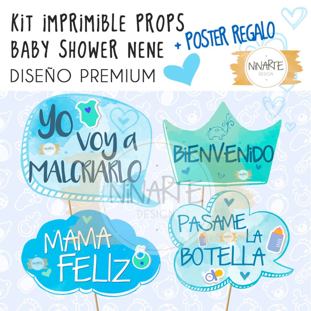 Props Photo Booth Baby Shower Male Male PDF Posters Phrases - Etsy