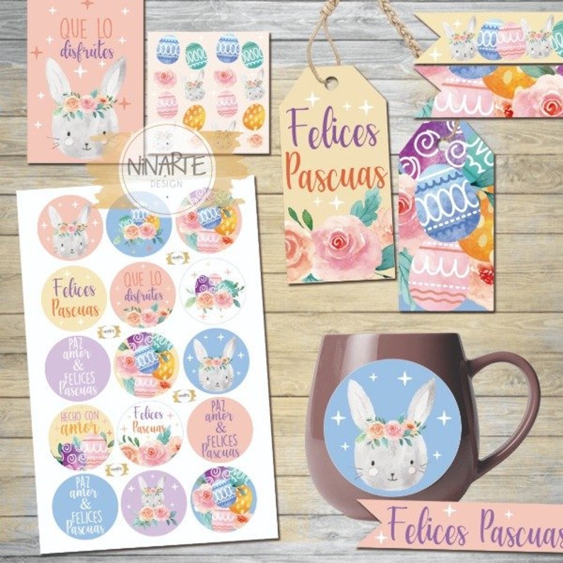 Printable Kit Watercolor Easter Labels - Etsy