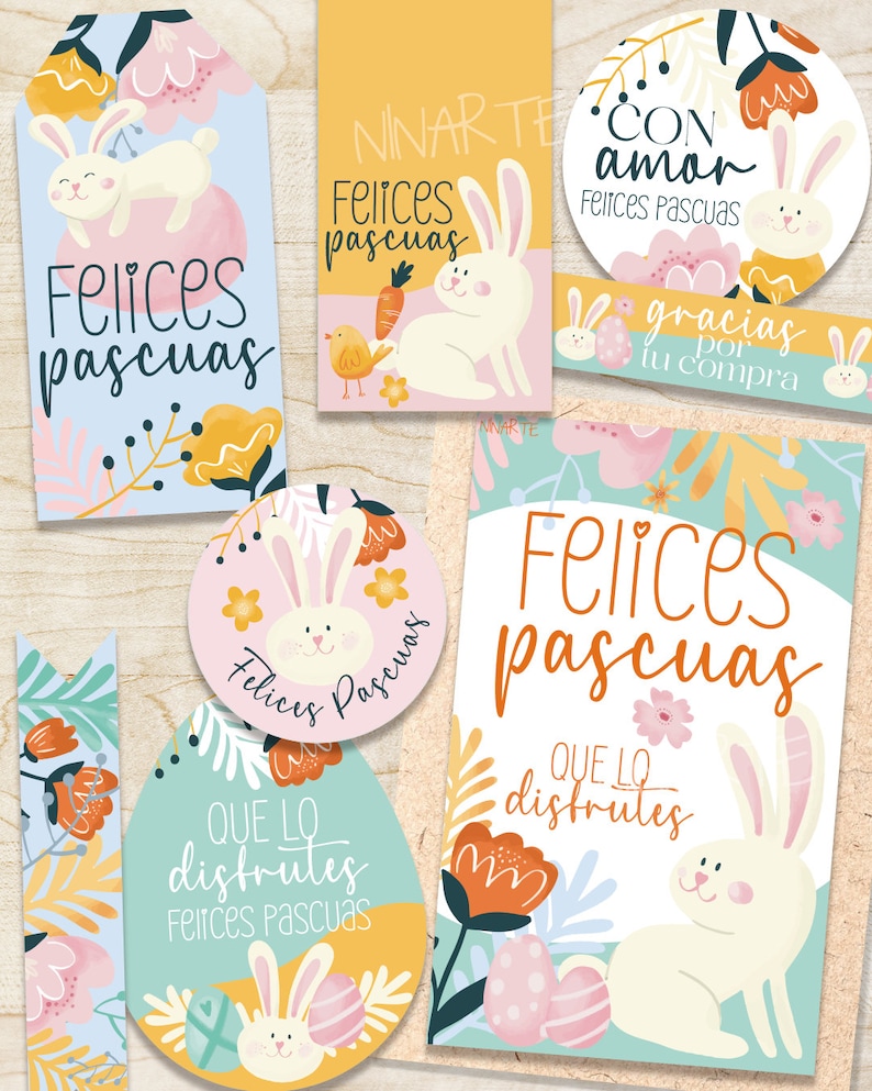 Printable Kit Happy Easter Rabbit Colorful Labels - Etsy