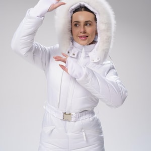 White Ski Suit for Women One-piece Ski Suit for Women Winter Clothes ...