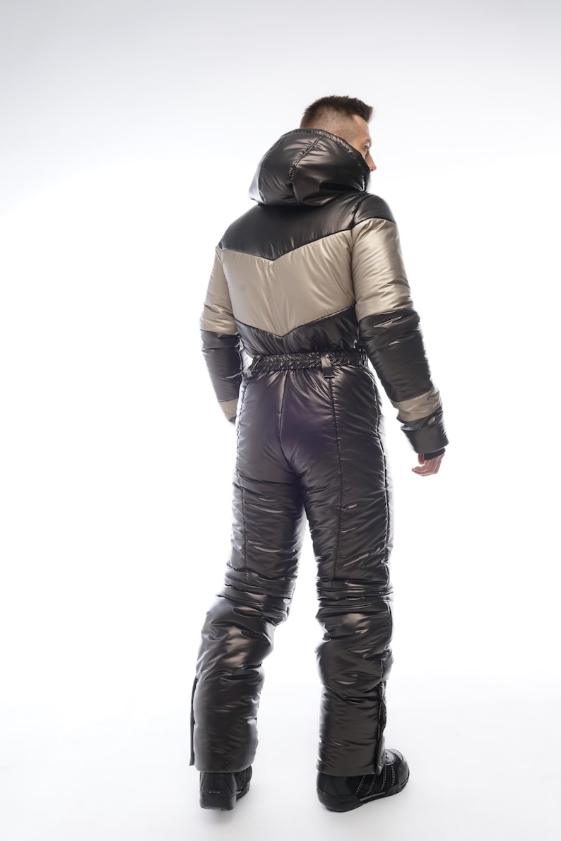 Brown Ski Suit for Men Shiny Ski Jumpsuit for Men One Piece Ski Suit ...