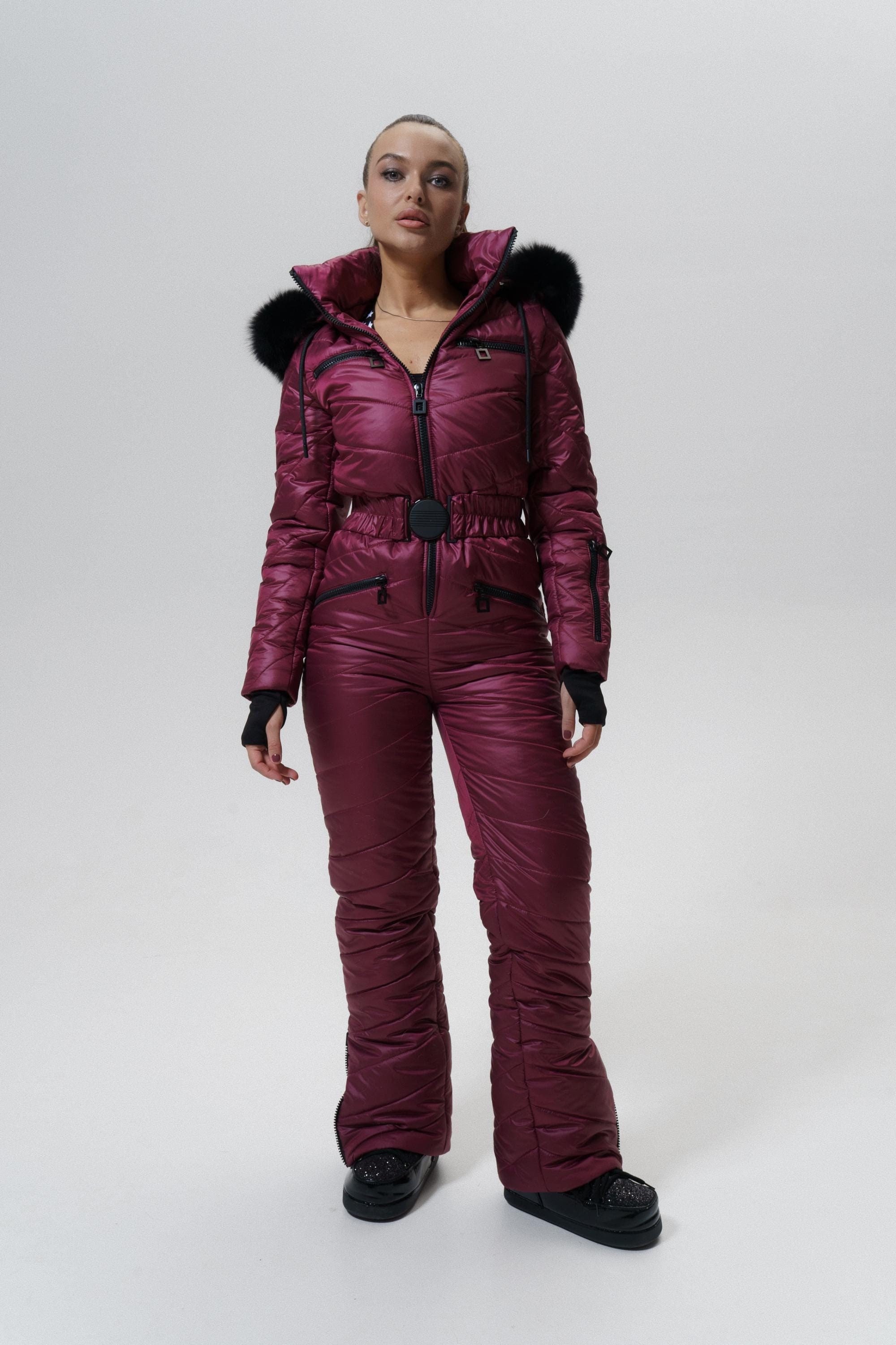 Burgundy Ski Suit for Women Warm Snow Suit Winter Clothes Gift for ...