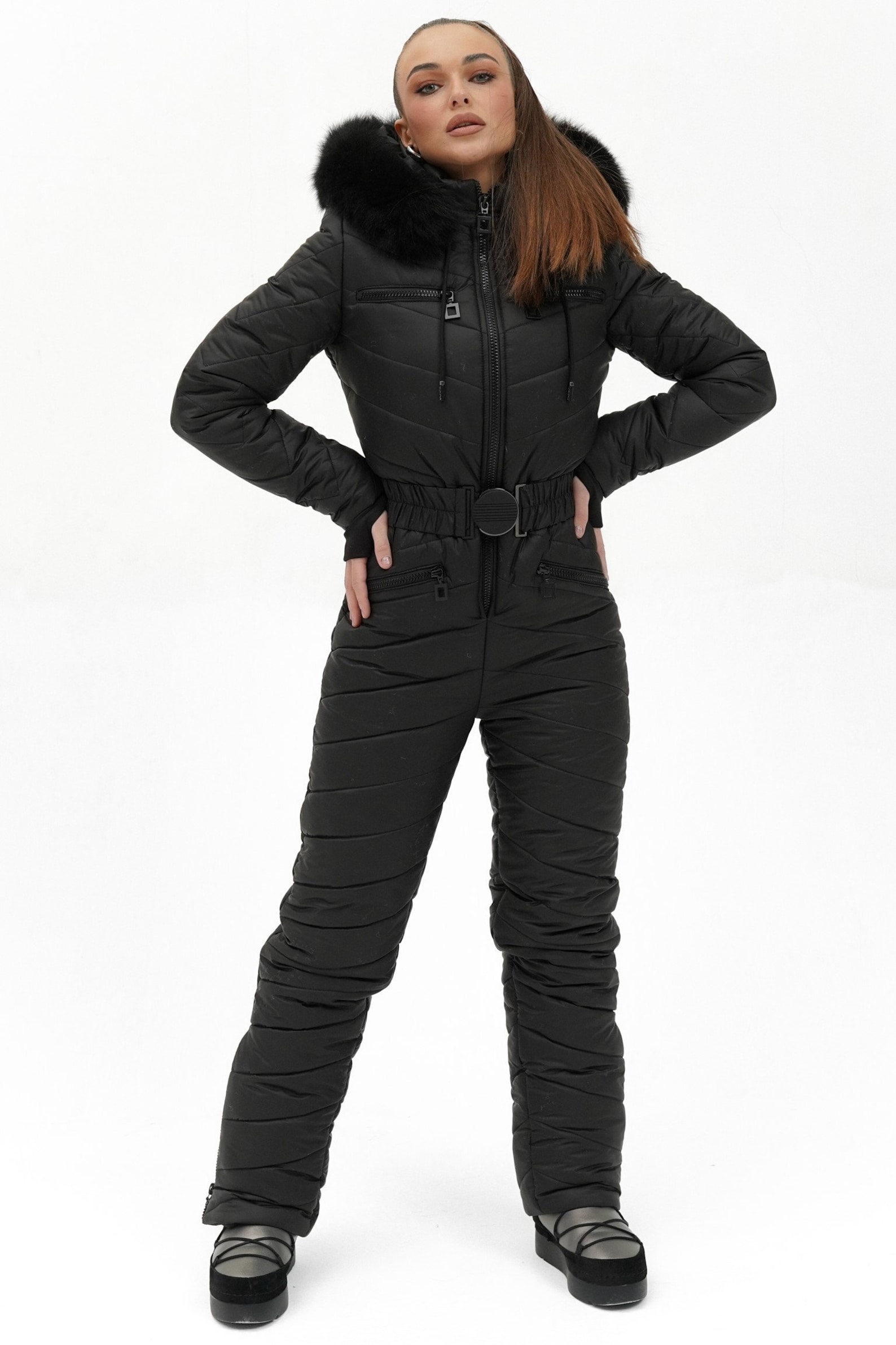 Total Black Ski Suit for Women Warm Snow Suit Winter Clothes Gift for ...