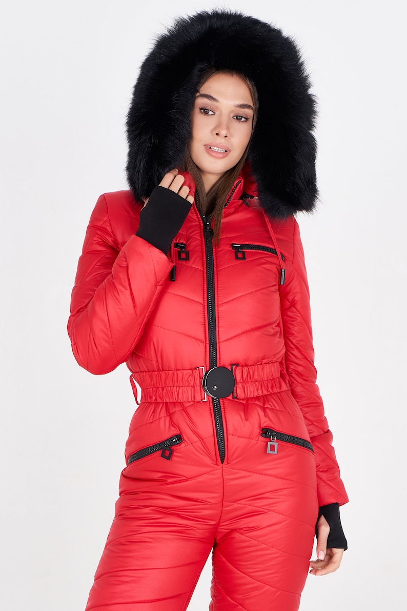 Red Ski Suit for Women Ski Jumpsuit Womens Snowsuit One Piece - Etsy