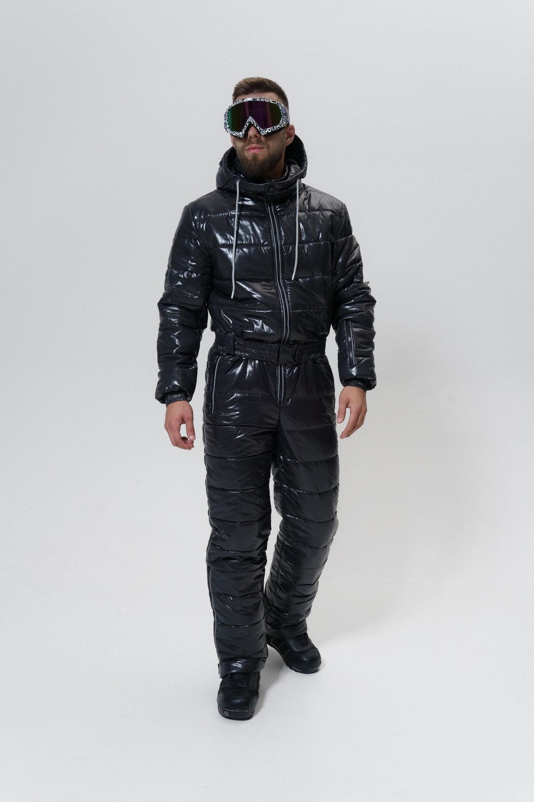 Black Ski Suit for Men One Piece Ski Suit Ski Jumpsuit for Men Men's ...