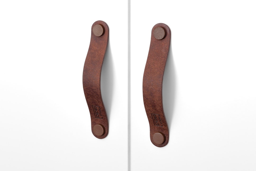 Leather Handle Modern Brown Premium Cabinet Handle Made of Leather ...