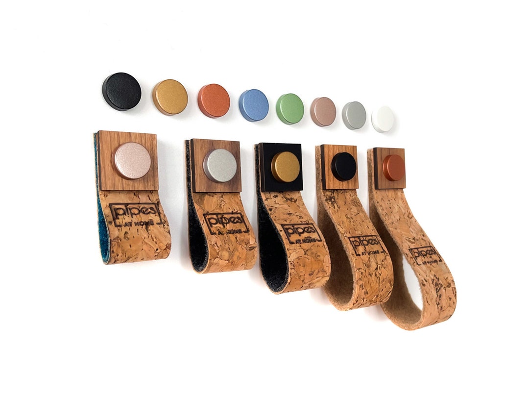 Furniture Handle Series "oka" Vegan Made of Cork With Wood / Leather ...