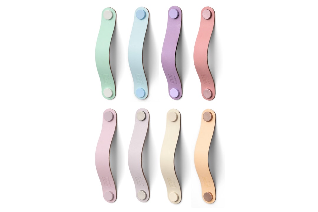 Furniture Handle Pastel Colors Series "arc" Handmade Leather Handle ...