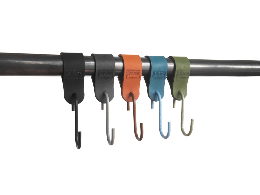 Leather S-hook Coat Hook Series arc Leather Hook Hanger Coat Rack Hook ...