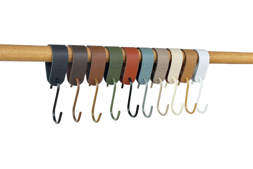 S-hook Leather Coat Hook "arc" 30 Colors Clothes Hook for Wardrobe ...