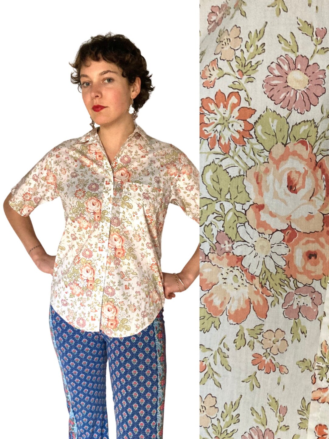 Cacharel Liberty of London 1980 S French Vintage Pastel Floral Blouse ...