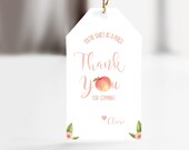 EDITABLE Watercolor Peach First Birthday Thank You Tags Peach - Etsy