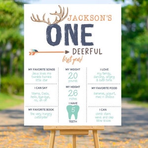 Editable One-deer-ful Boys Milestone Board 1st Birthday - Etsy