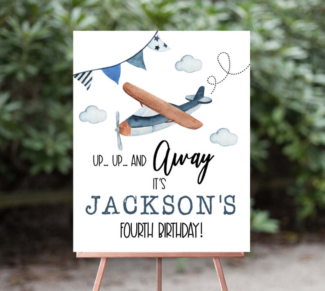 EDITABLE Airplane Birthday Welcome Sign Boy's Birthday - Etsy