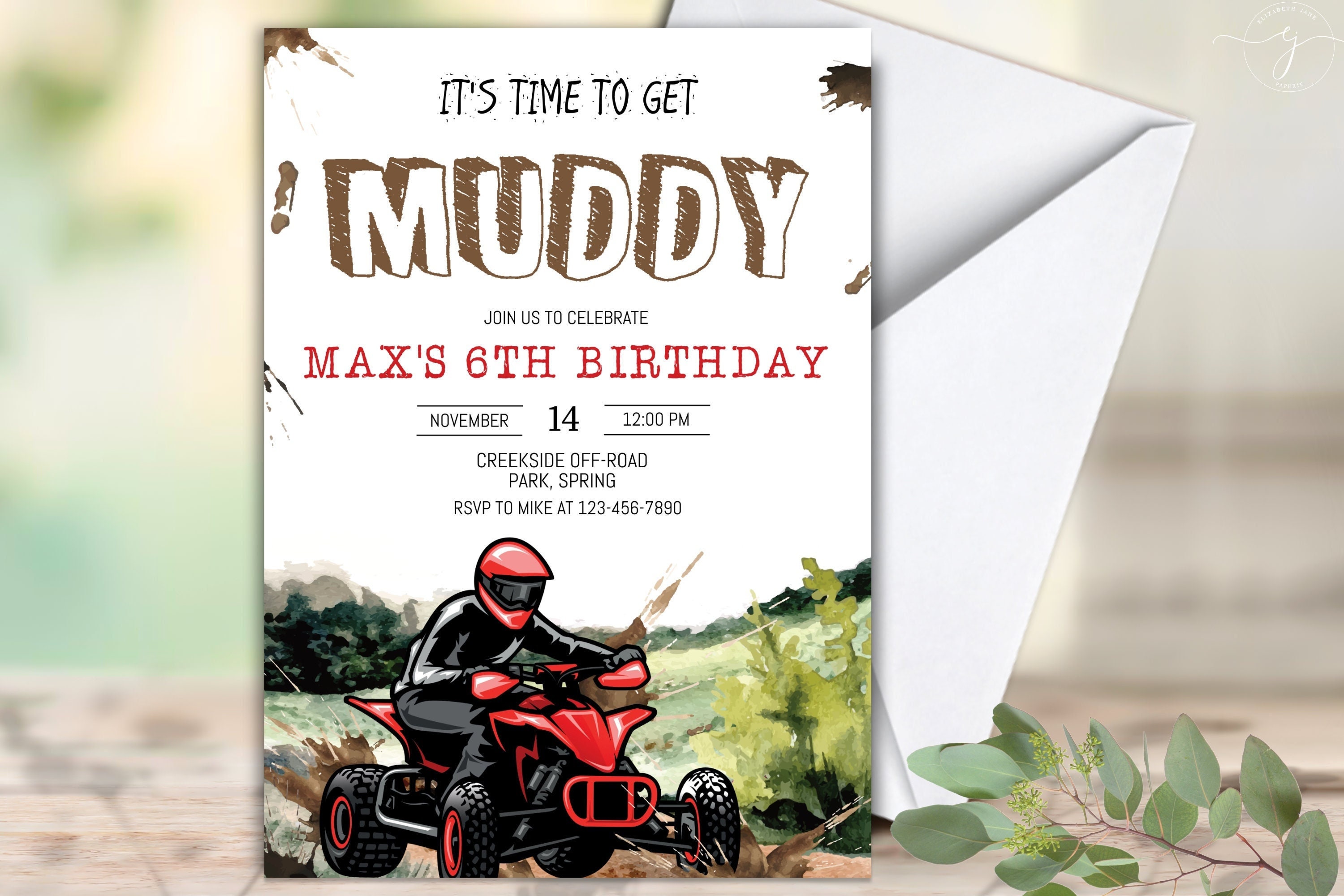 EDITABLE 4-wheeler Mudding Birthday Invitation - Men's off Road ...