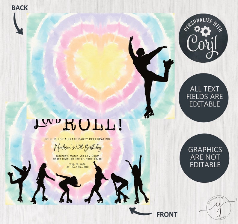 Editable Roller Skating Birthday Party Invitation | Roller Skate ...