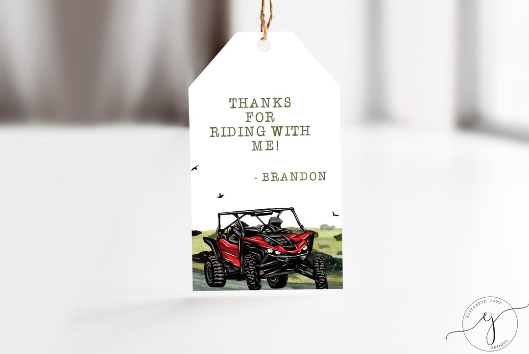 Editable ATV Party Favor Tags, Razor Thank You Tags, off Road Birthday ...