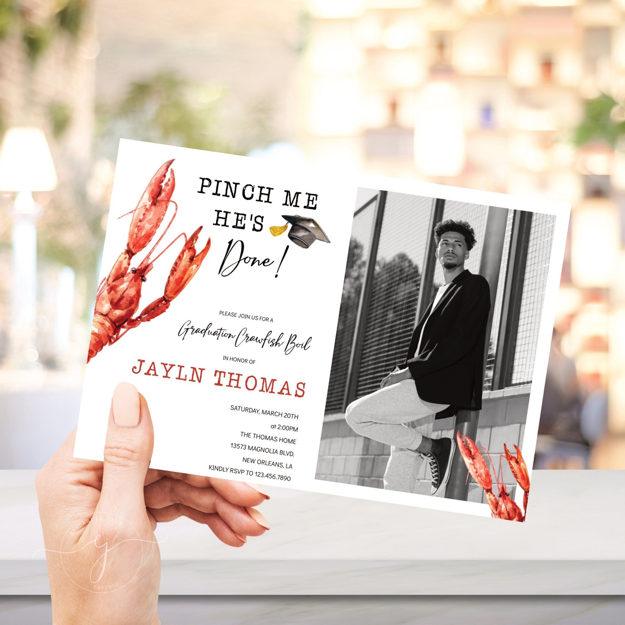 Crawfish Boil Graduation Photo Invitation, Graduation Crawfish Party ...