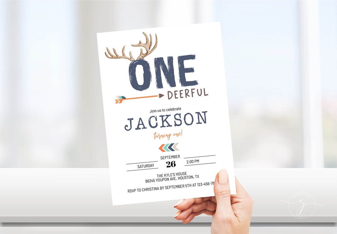 EDITABLE One-deer-ful First Birthday Invitation / Deer First Birthday ...