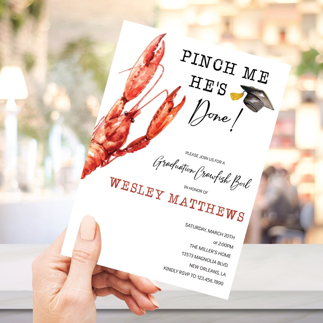 Crawfish Boil Graduation Invitation, Graduation Crawfish Party ...