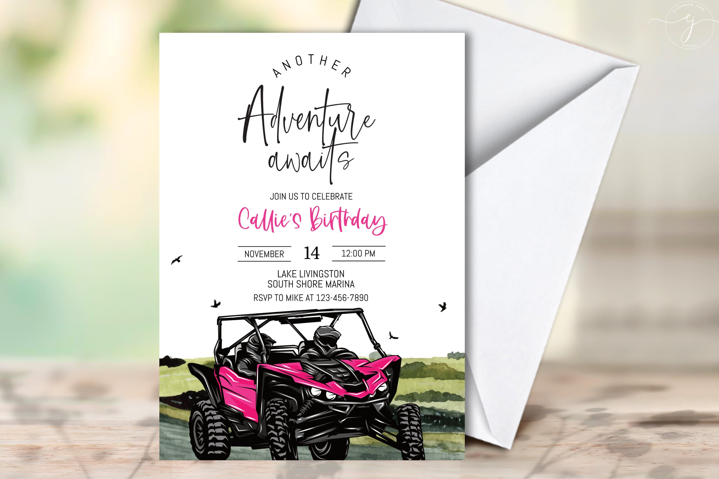 EDITABLE Pink ATV Birthday Invitation Girls off Road Razor Birthday ...
