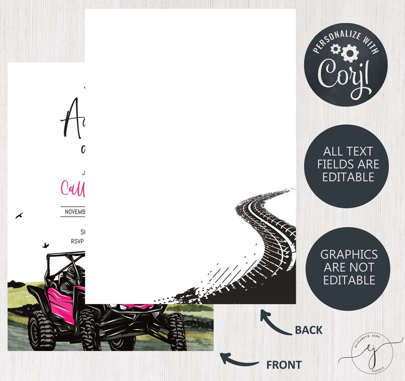 EDITABLE Pink ATV Birthday Invitation Girls off Road Razor - Etsy