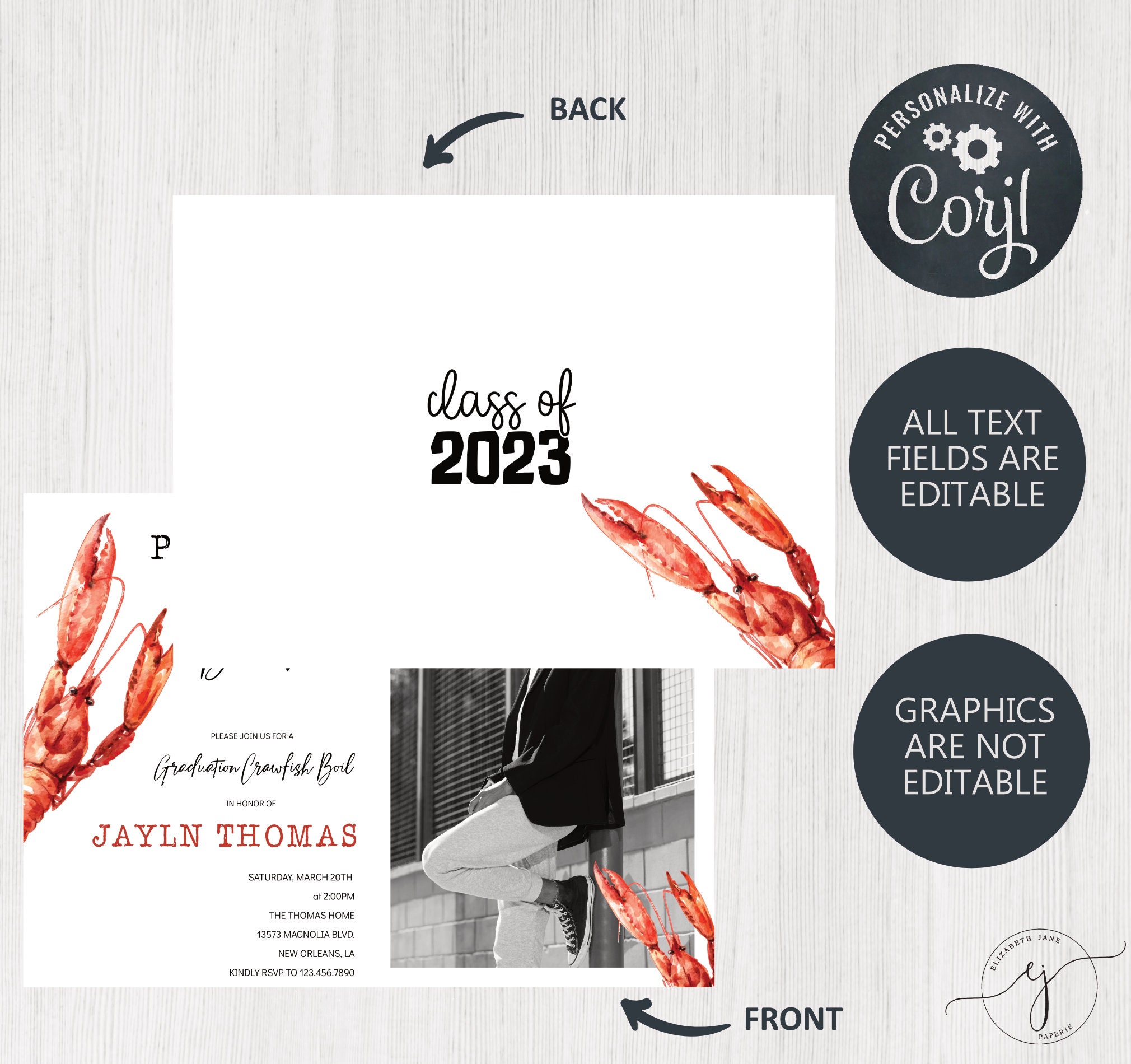 Crawfish Boil Graduation Photo Invitation, Graduation Crawfish Party ...
