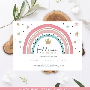 EDITABLE Watercolor Rainbow Birthday Invitation Rainbow Birthday ...