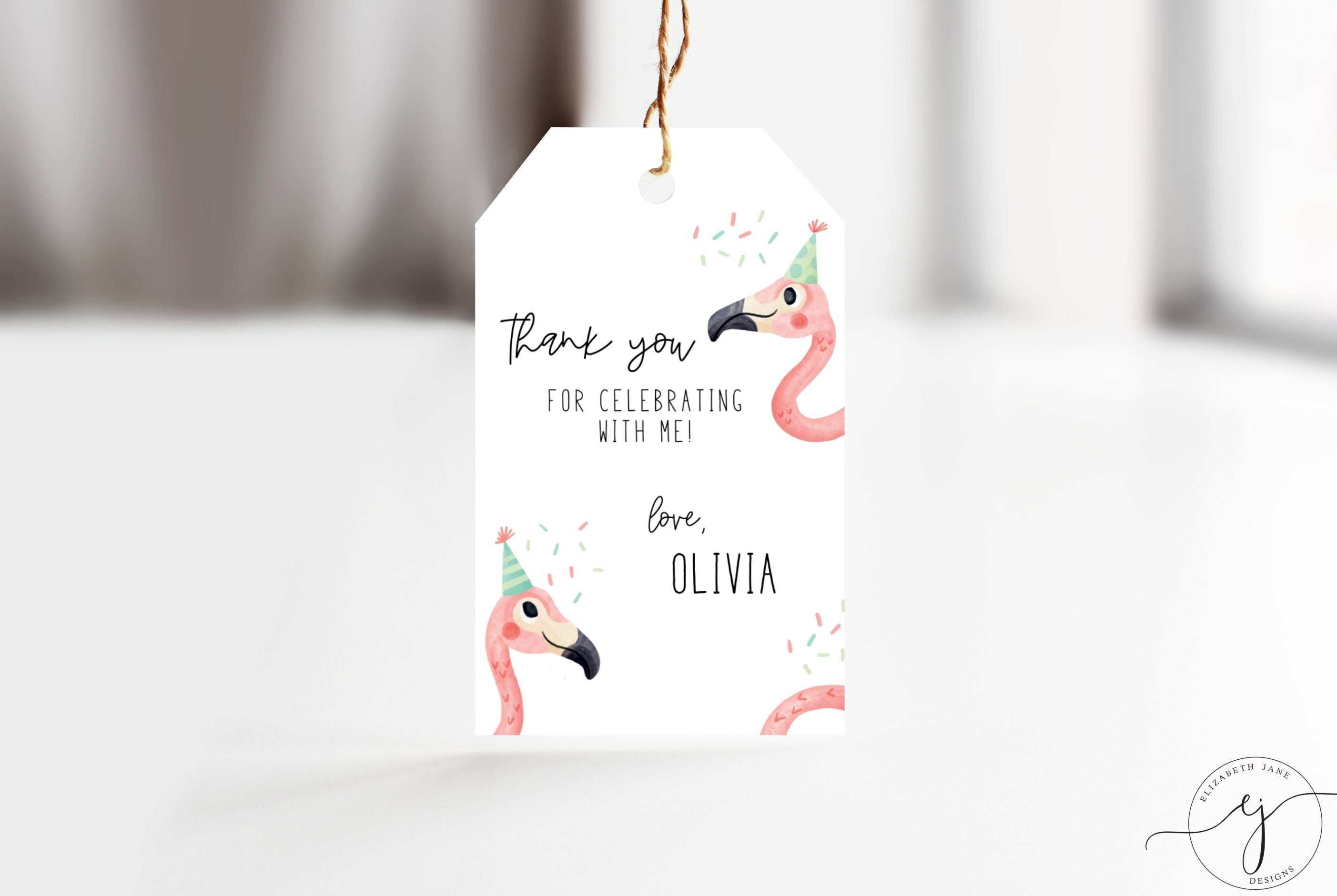 Editable Girls Flamingo Favor Tags Instant Download, Pink Flamingo ...