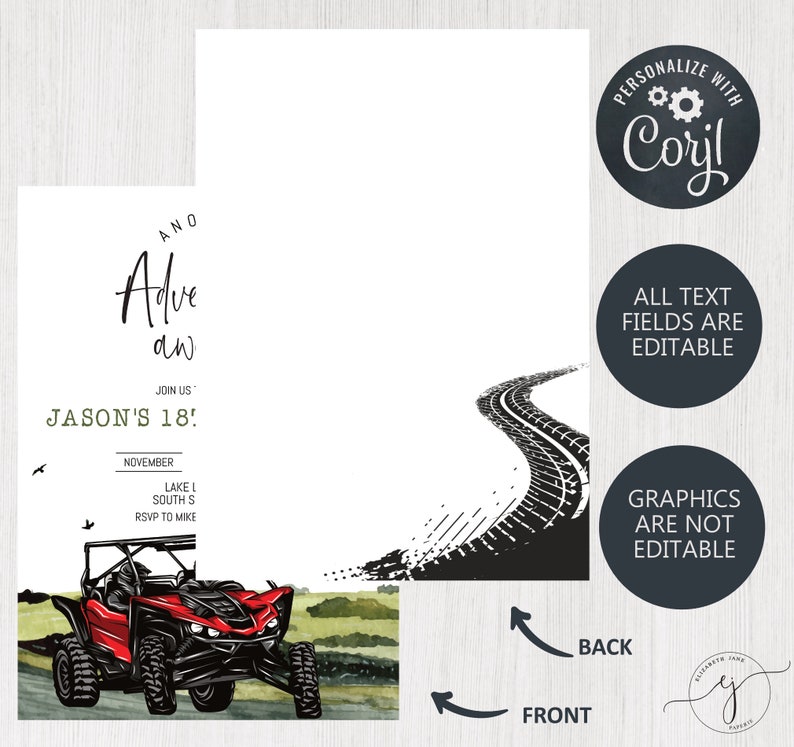 EDITABLE ATV Birthday Invitation Men's off Road Birthday - Etsy