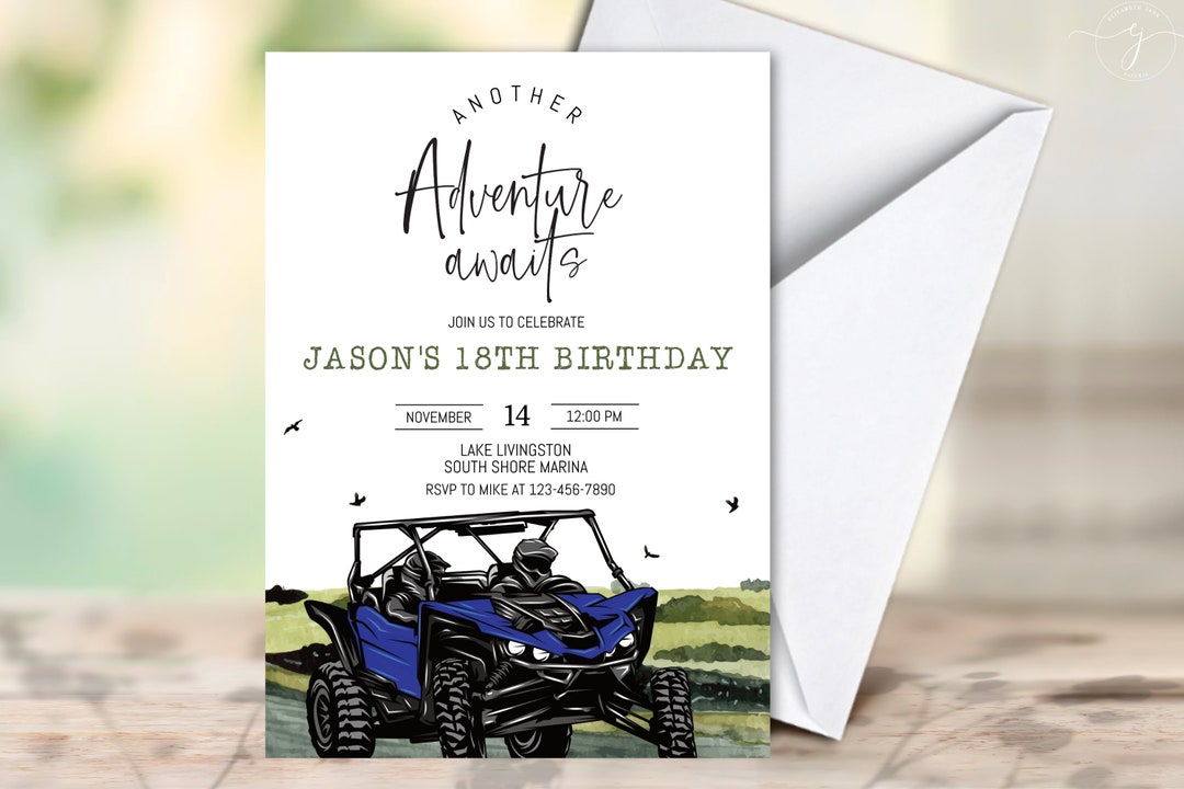 EDITABLE Blue ATV Birthday Invitation - Men's off Road Birthday ...