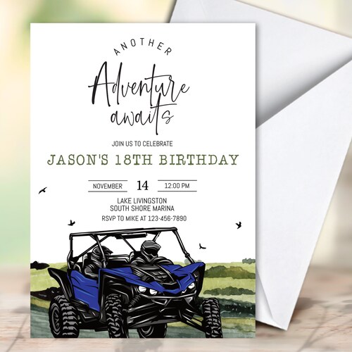 EDITABLE ATV Birthday Invitation Men's off Road Birthday - Etsy
