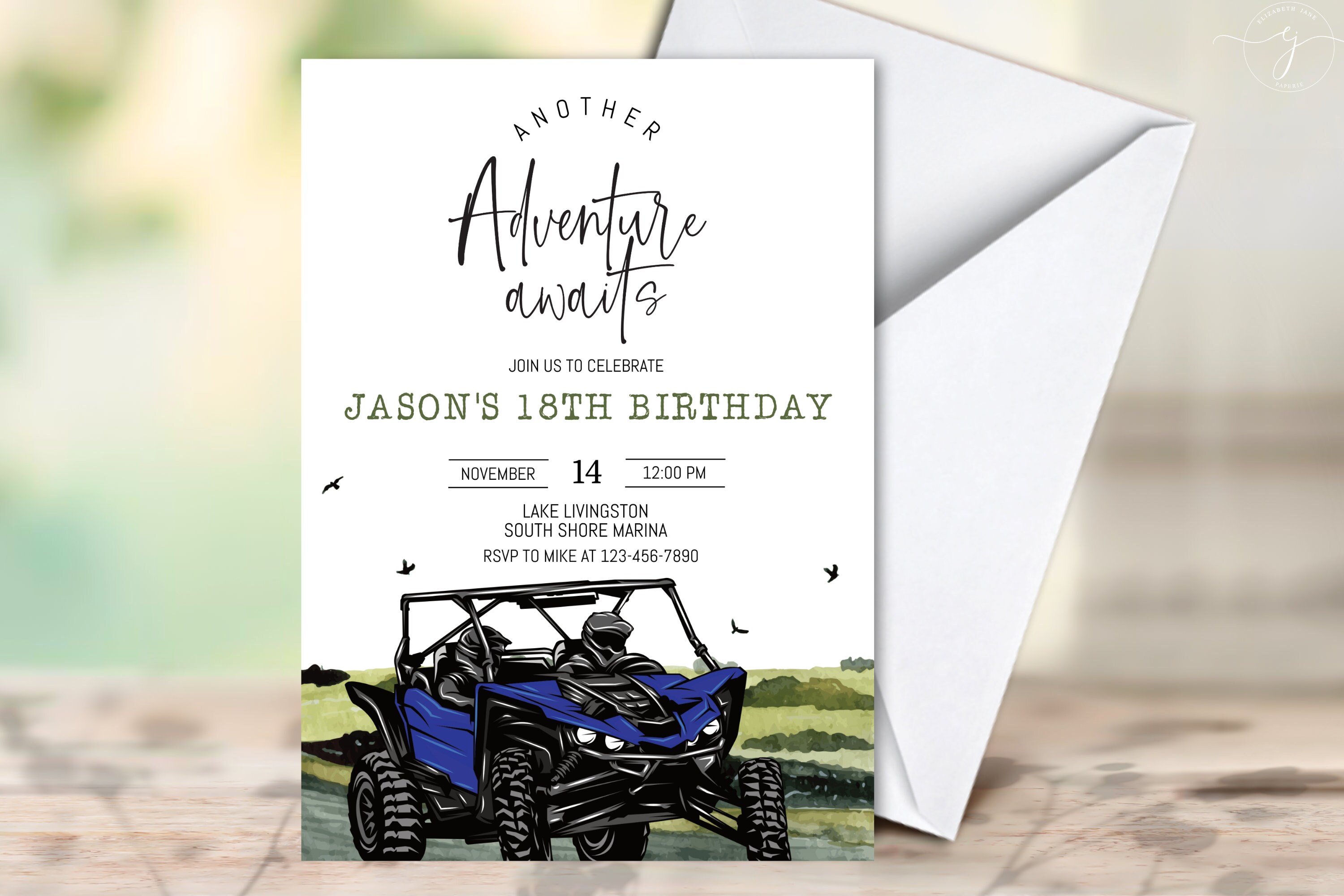 EDITABLE Blue ATV Birthday Invitation Men's off Road - Etsy