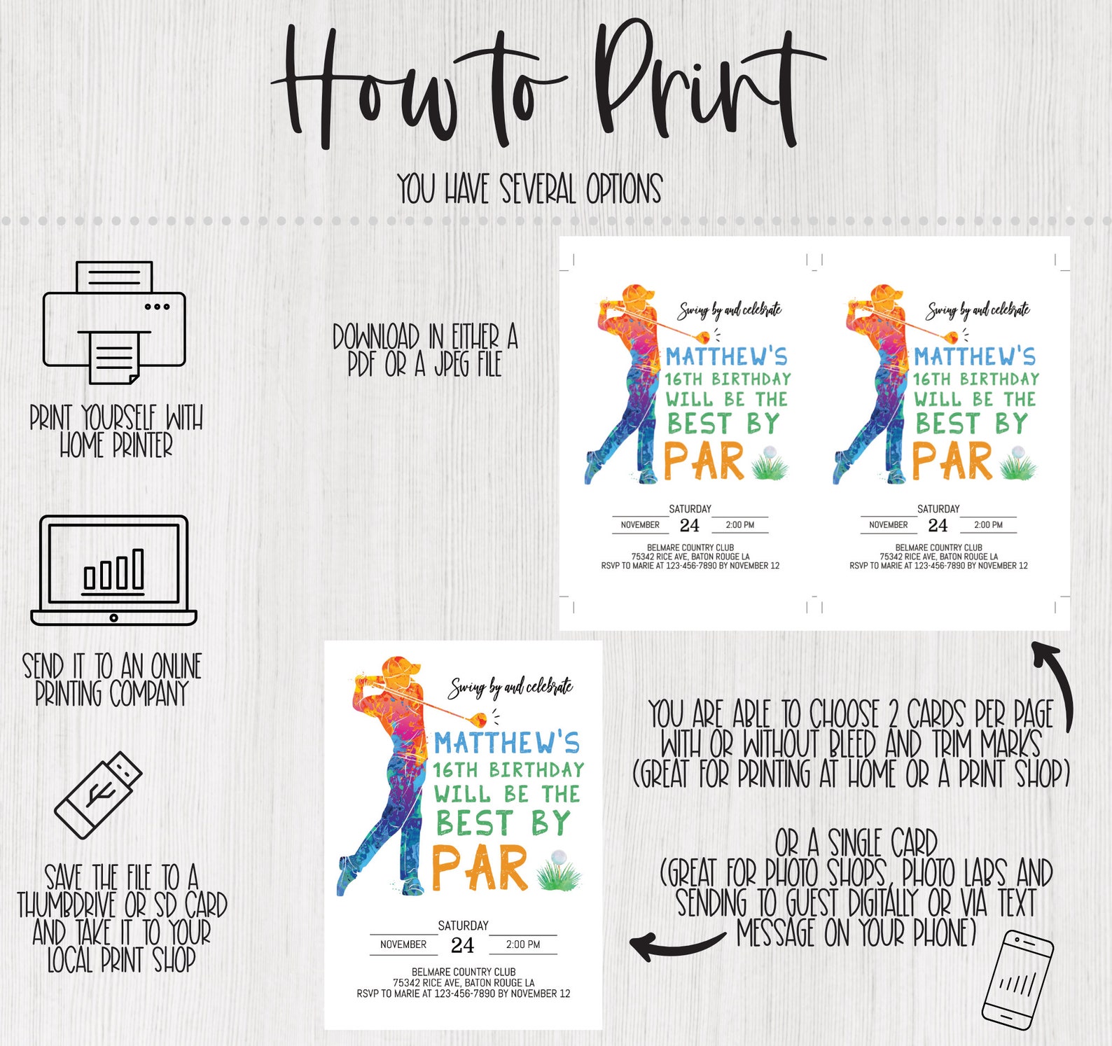 Editable Golf Birthday Invitation Best by Par Invite Golf - Etsy