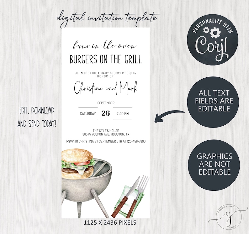 Editable BBQ Baby Shower Digital Invitation Template, Mobile Invitation ...