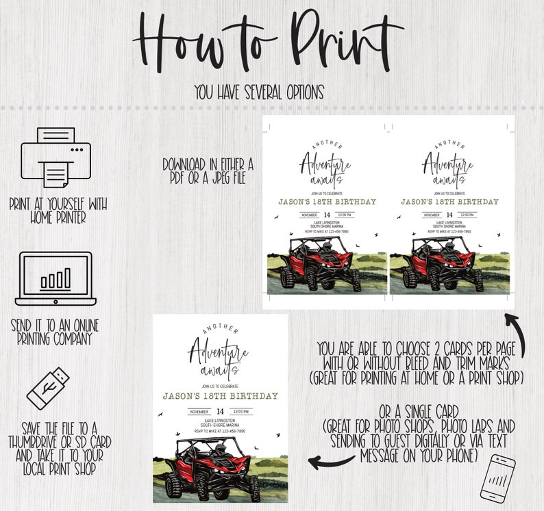 EDITABLE ATV Birthday Invitation Men's off Road Birthday - Etsy