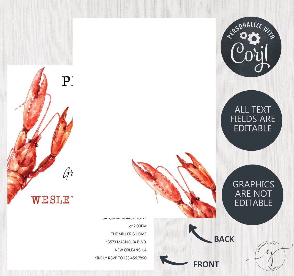 Crawfish Boil Graduation Invitation, Graduation Crawfish Party ...