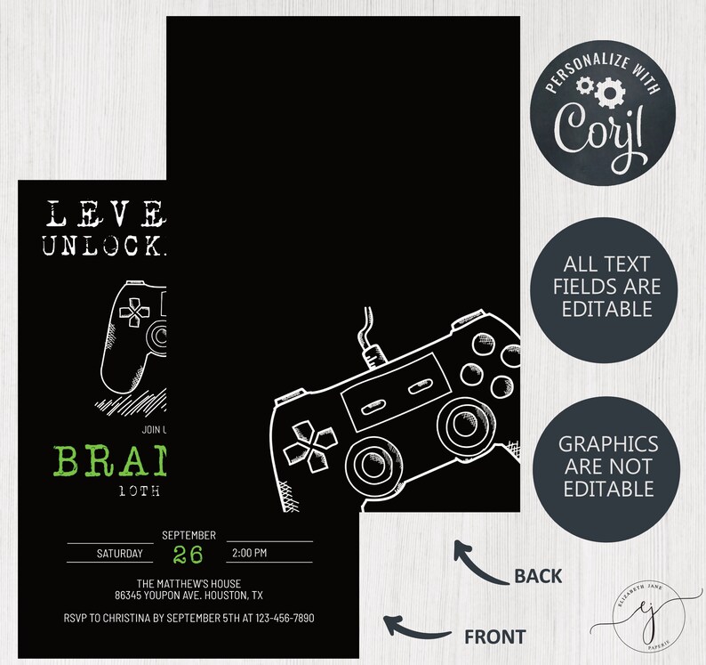 Video Game Invitation, Gamer Party Invite, Video Game Birthday ...