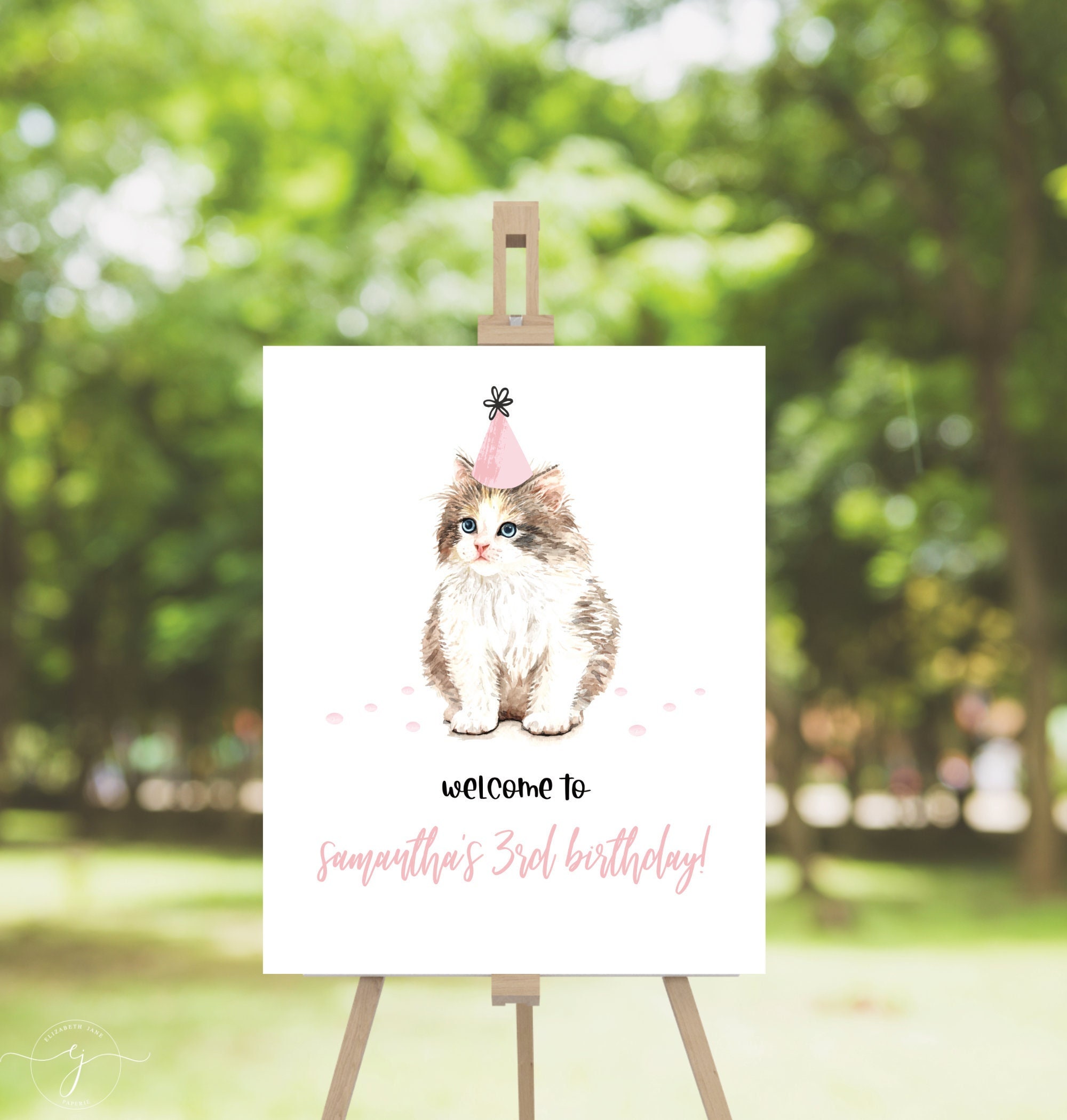 EDITABLE Cat Birthday Welcome Sign - Kitten Birthday Welcome Sign - Cat ...