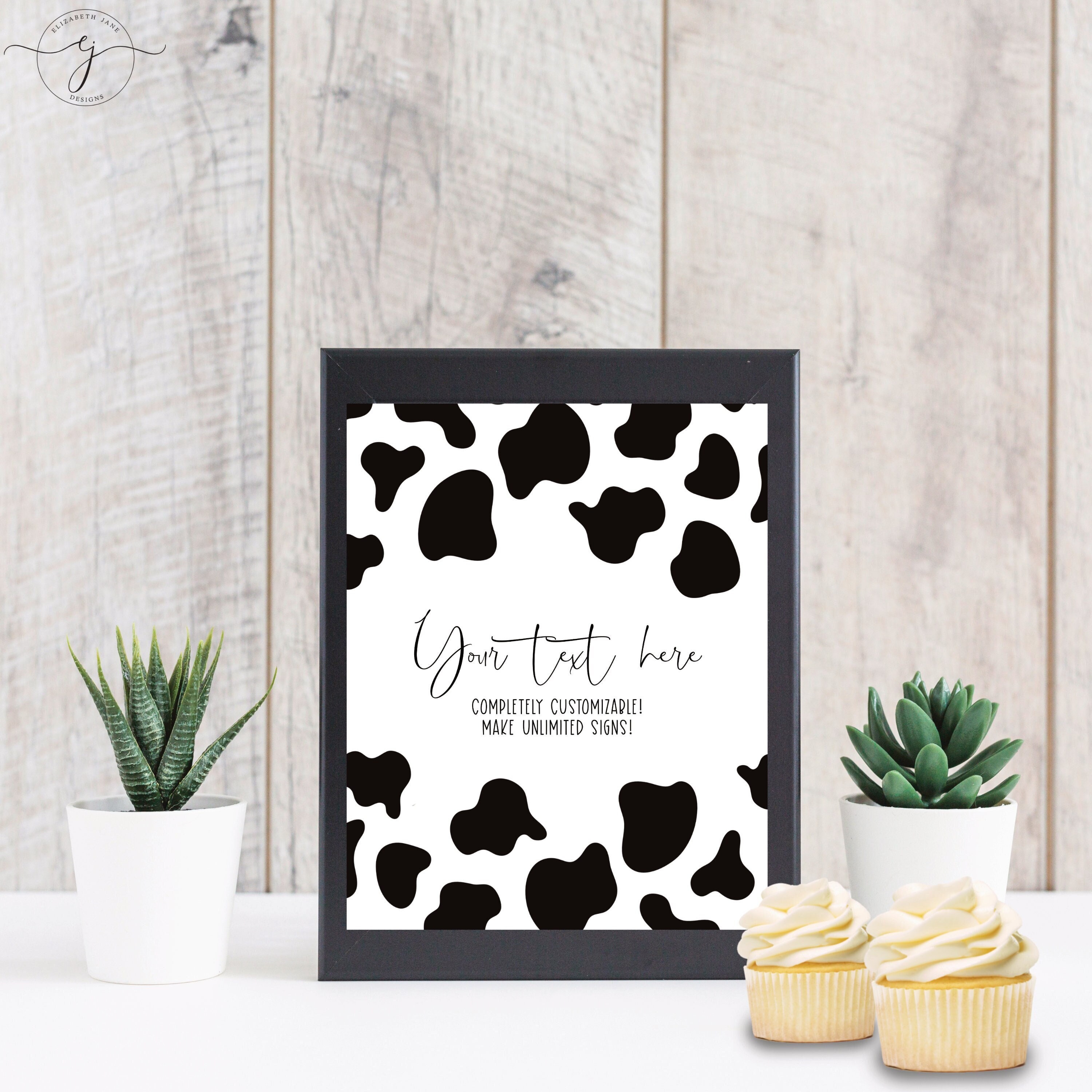 EDITABLE Cow Party Sign, Cow Print Custom Sign, Cow Party Decor, Cow ...