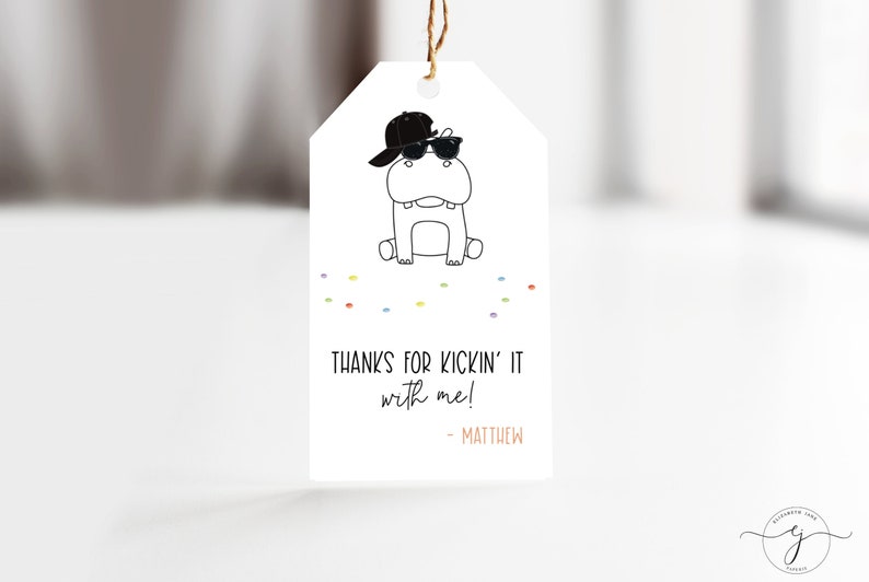 Editable Hip Hop Hippo Favor Tags Hippo Thank You Tags Hip - Etsy