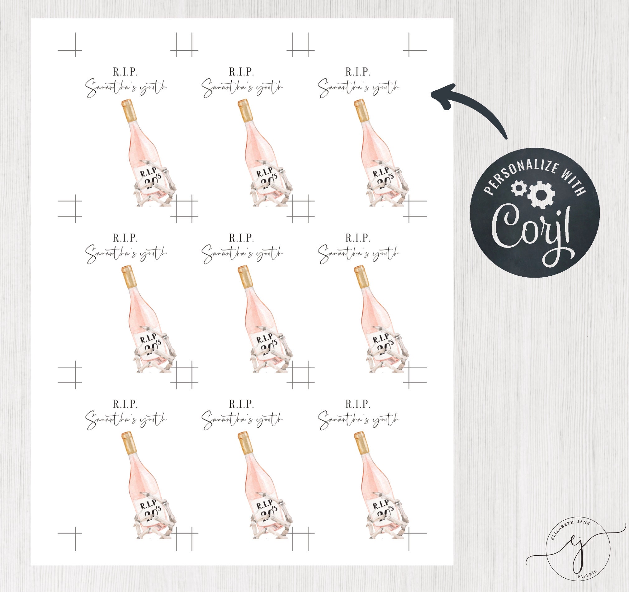Editable Mini Wine Bottle Label Template Death to 20's - Etsy Australia