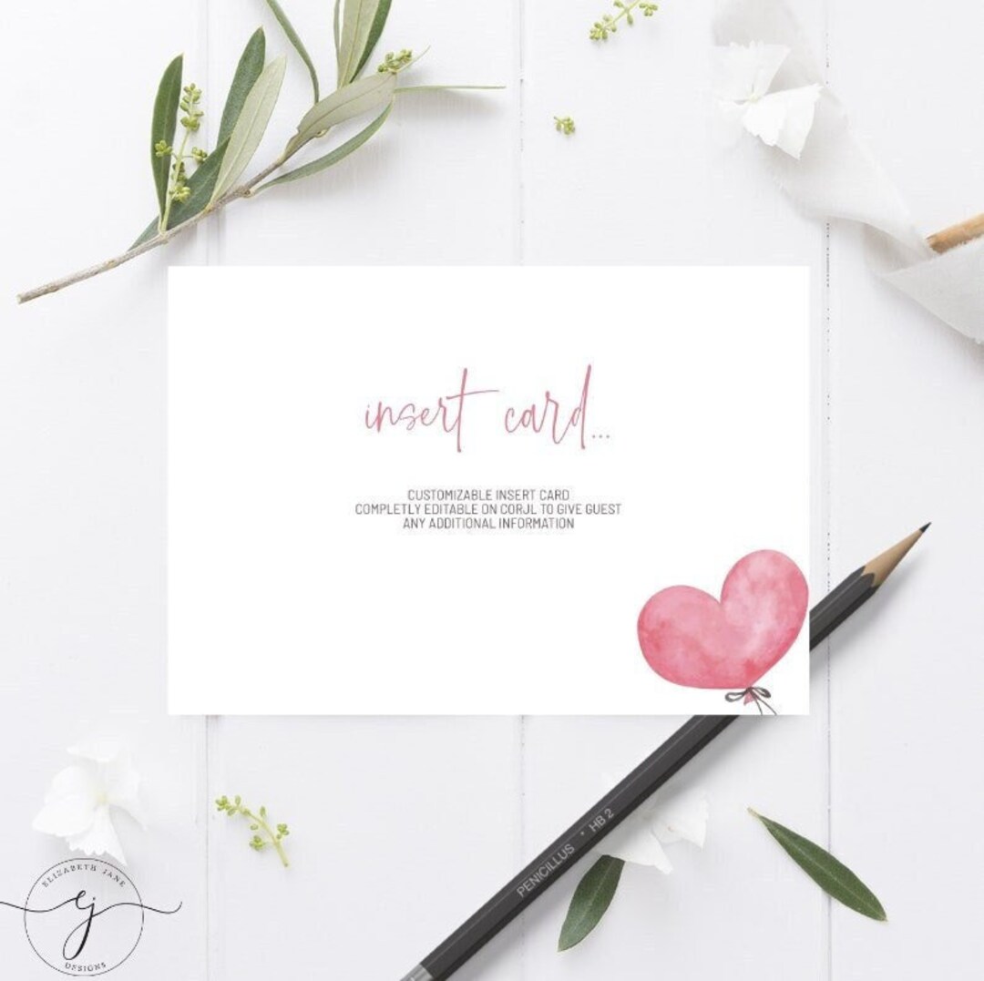 Valentine Invitation Insert Card, Birthday Invitation Insert, Heart ...